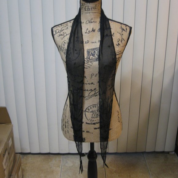 Express | Accessories | Nwt Express Black Beaded Skinny Scarf Wrap Sash ...